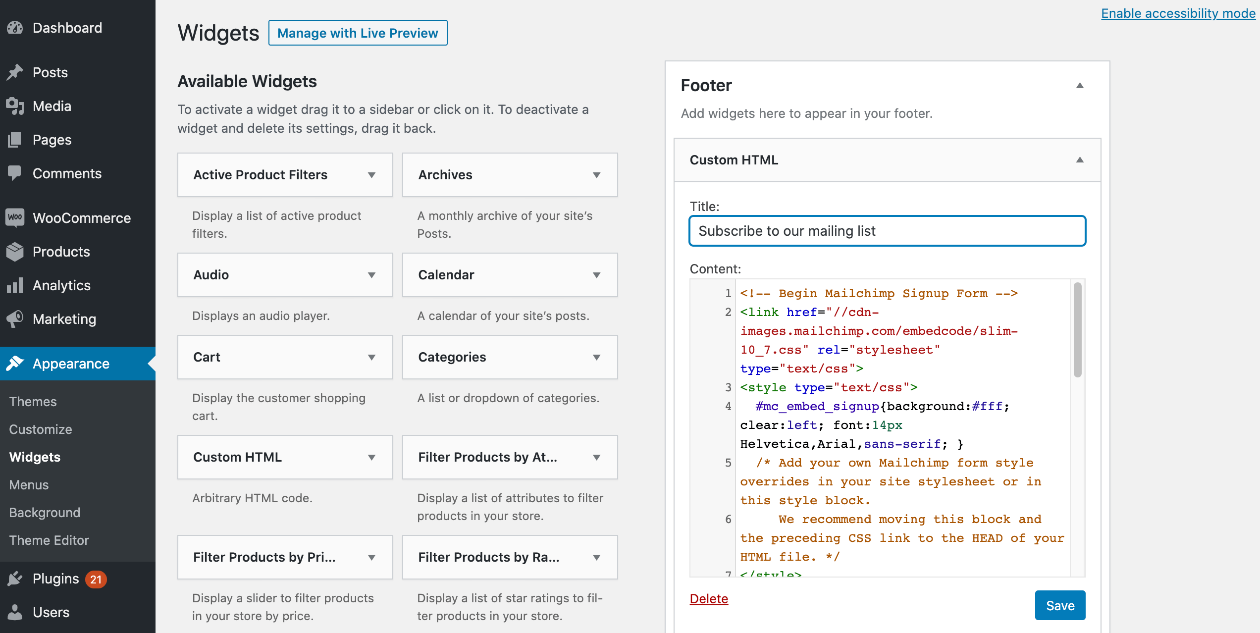 Mailchimp Signup How To Create A Mailing List Signup Form ManageWP